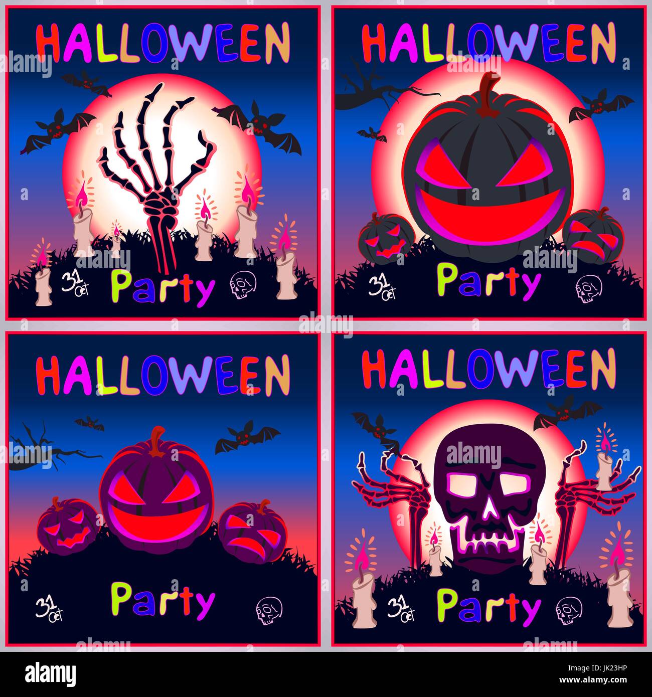 Happy Halloween card. background Flat design. Vector illustration kids ...