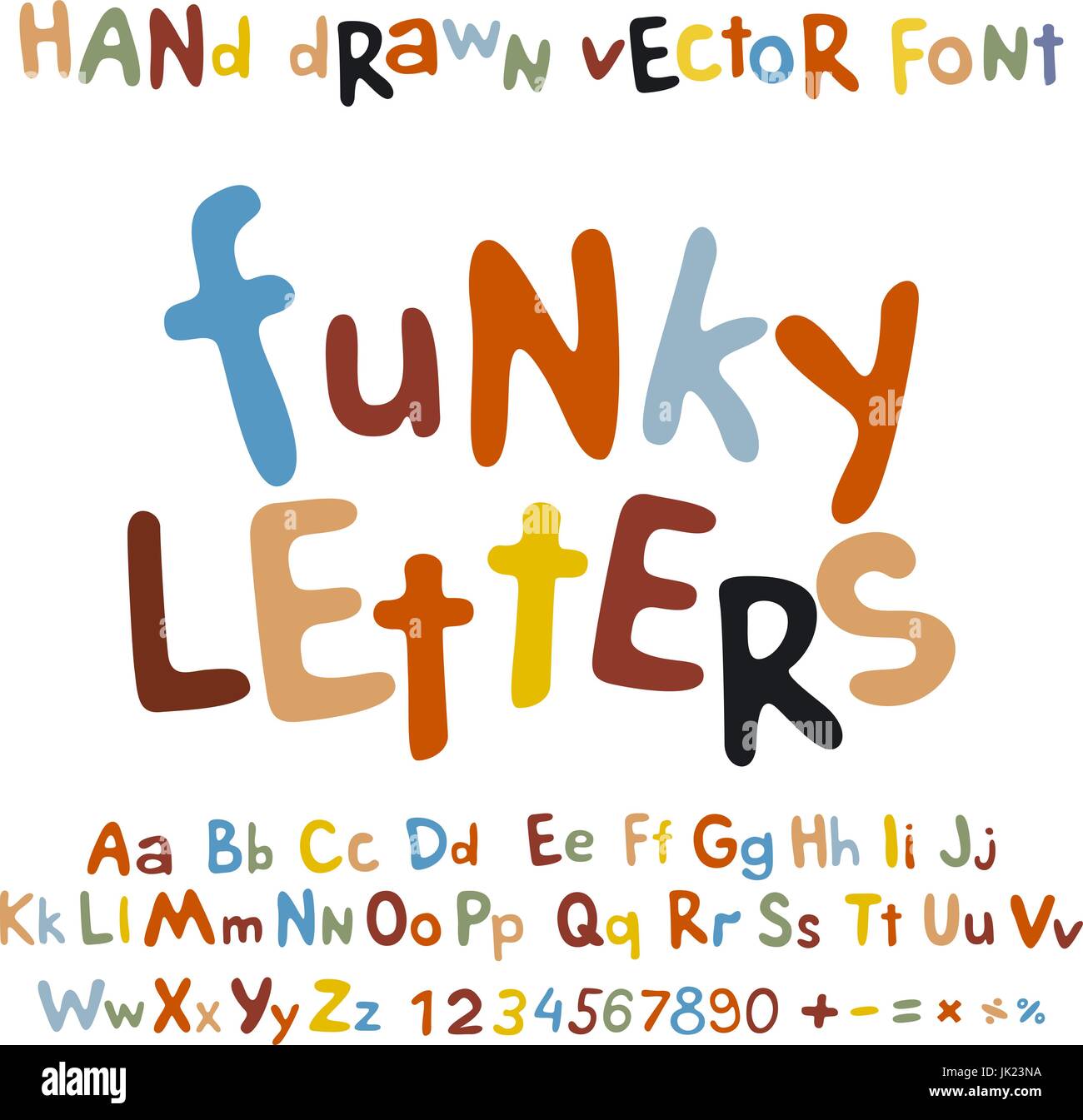 ABC alphabet funky letters children fun colorful set cartoon art Stock ...