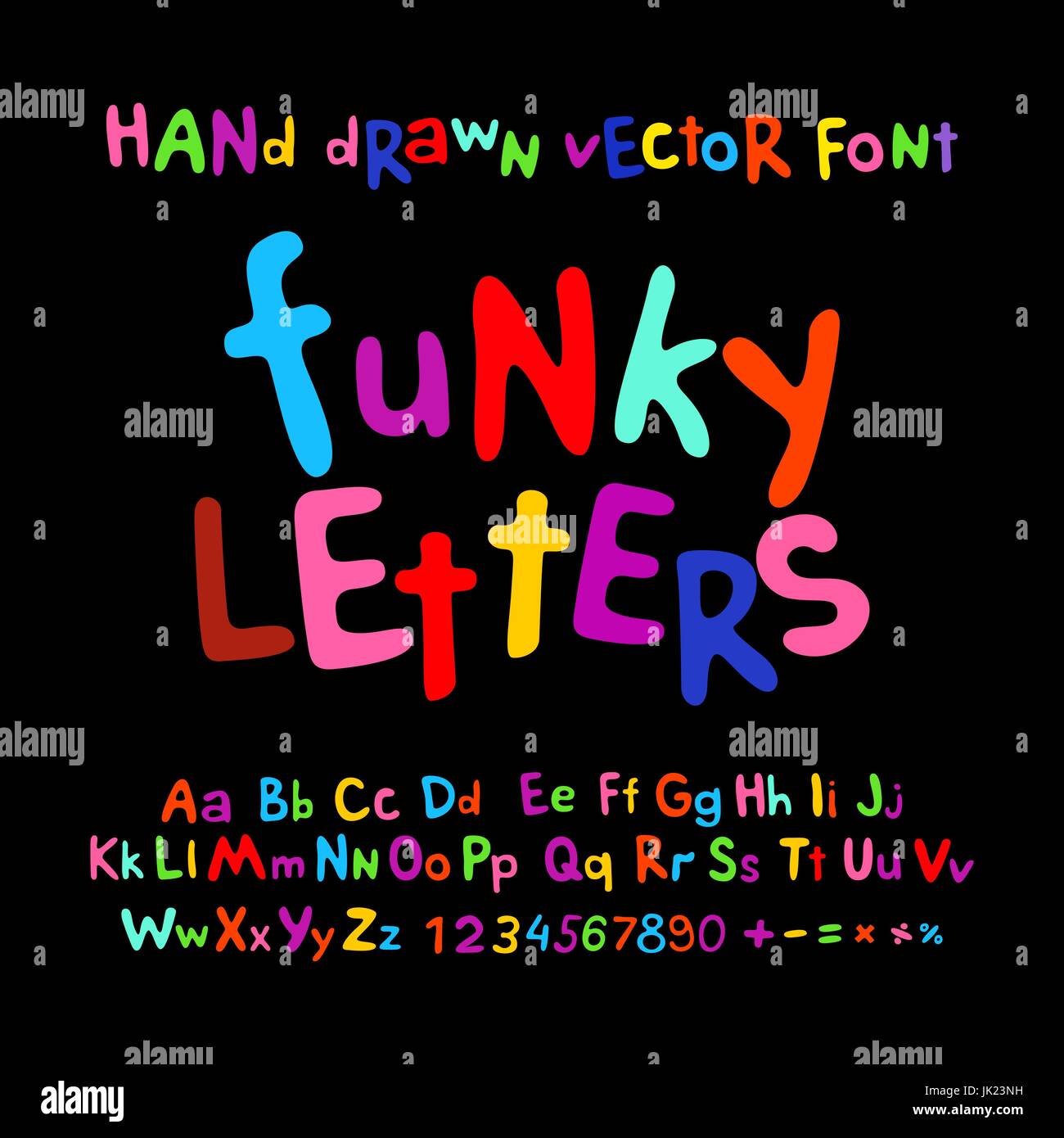 ABC alphabet funky letters children fun colorful set cartoon art Stock ...