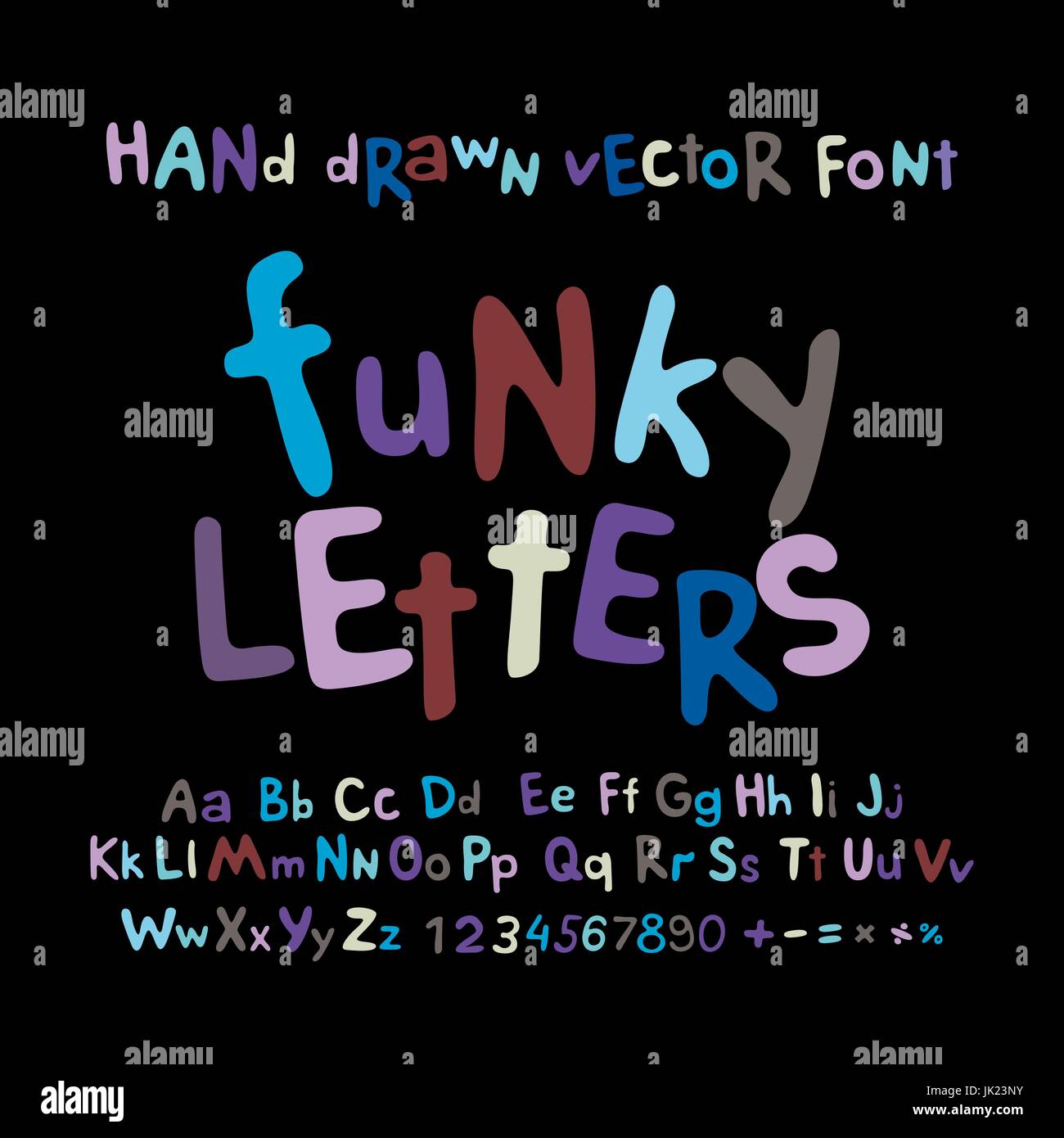 ABC alphabet funky letters children fun colorful set cartoon art Stock ...