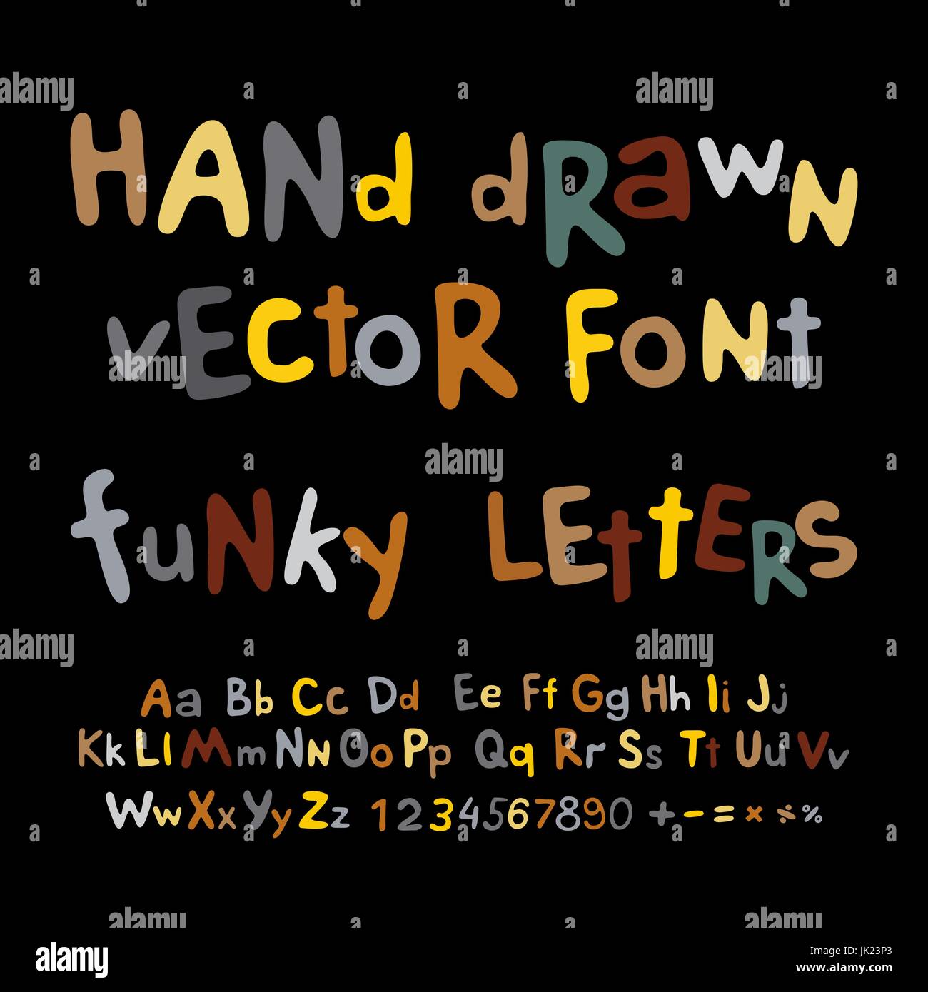 Hand-drawn vector alphabet. art funky letters font Stock Vector Image ...