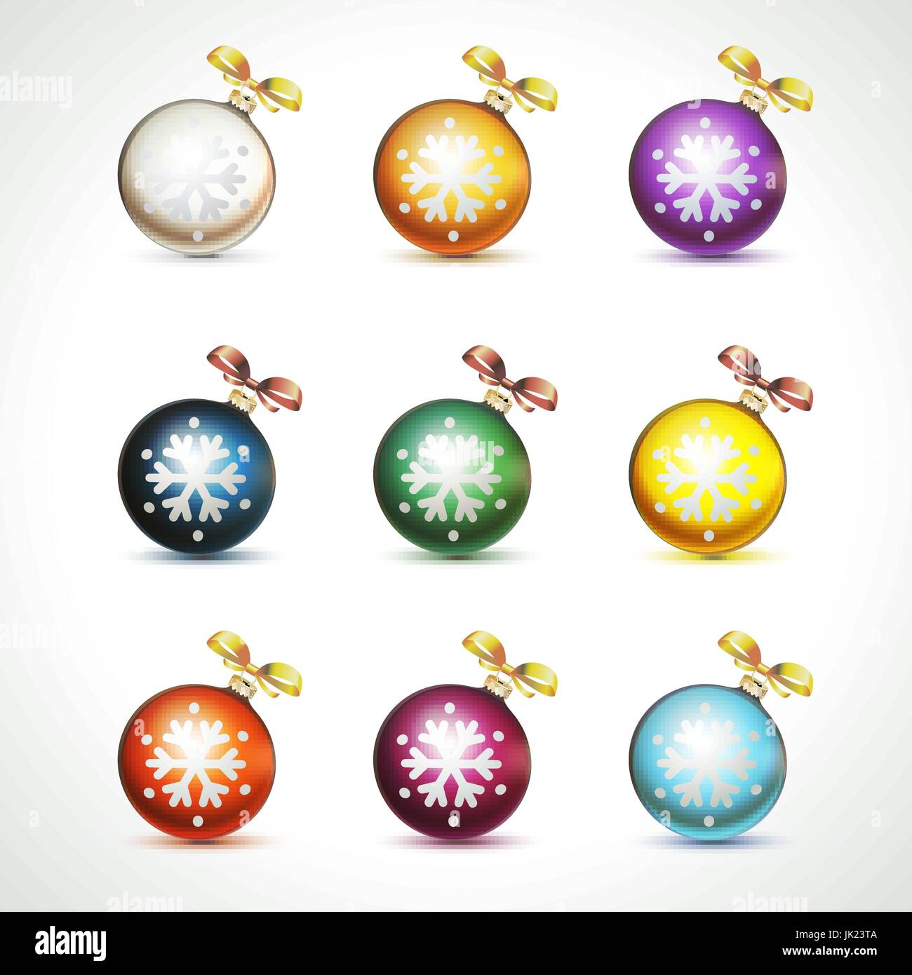 Christmas balls with snowflakes, isolated on white background vector ...