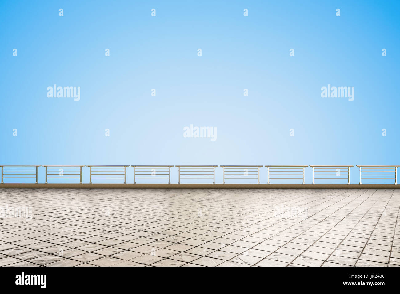 3d rendering empty terrace with blue background Stock Photo - Alamy