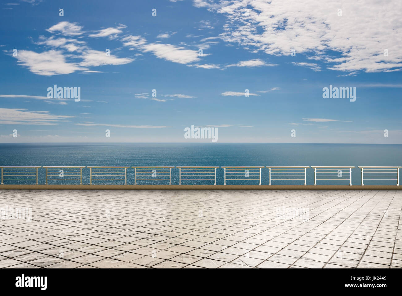 3d rendering empty terrace with blue sky background Stock Photo - Alamy