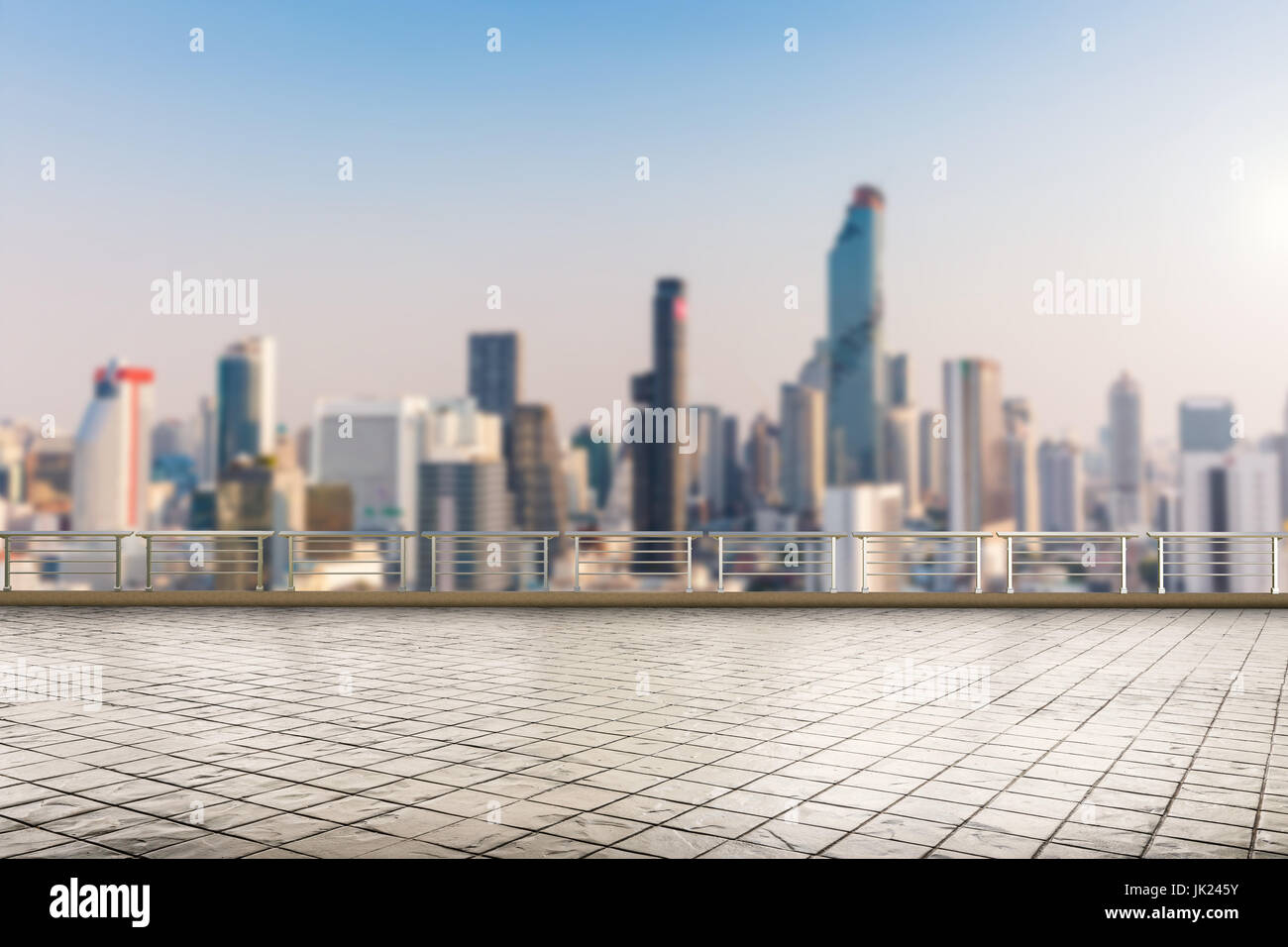 3d rendering empty terrace with cityscape background Stock Photo - Alamy