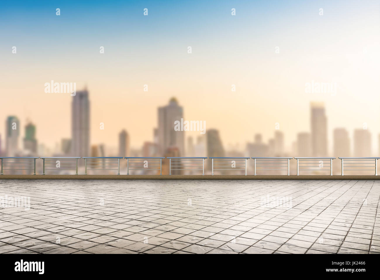 3d rendering empty terrace with cityscape background Stock Photo - Alamy