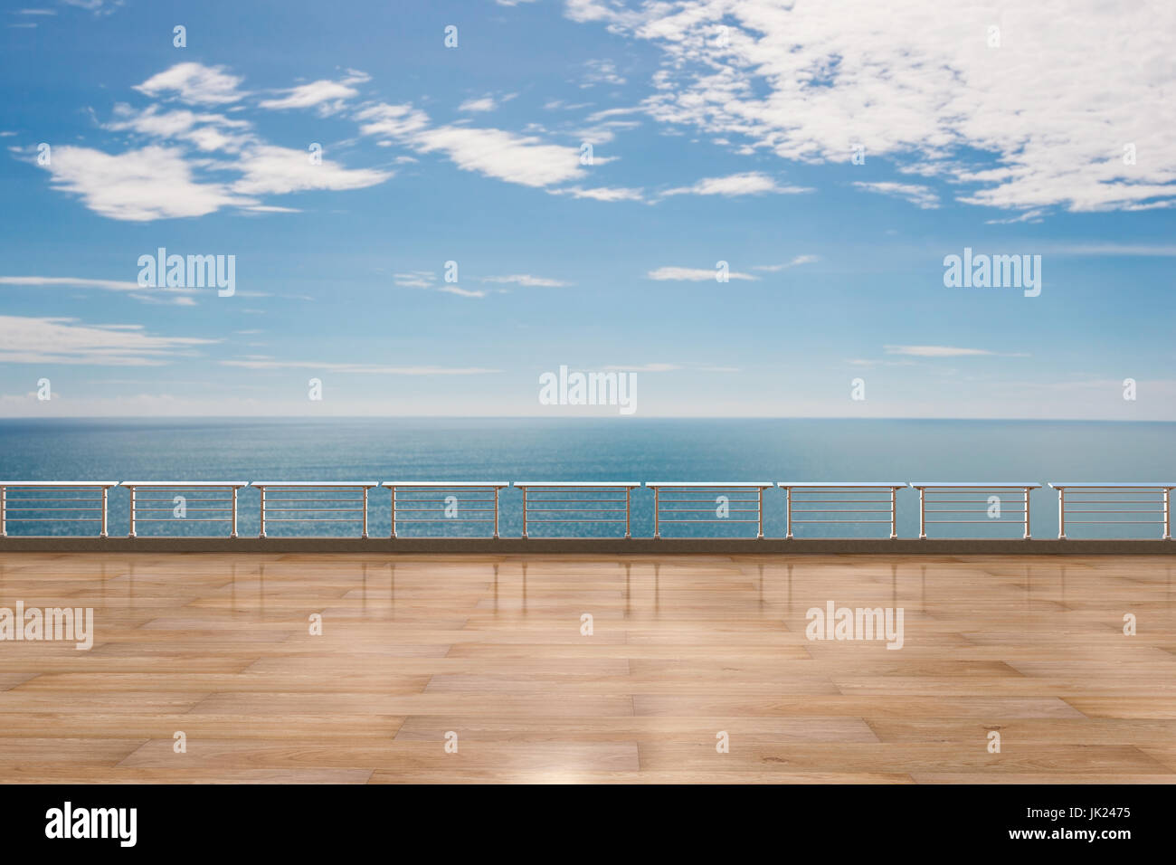 empty wooden terrace on blue sky background Stock Photo - Alamy