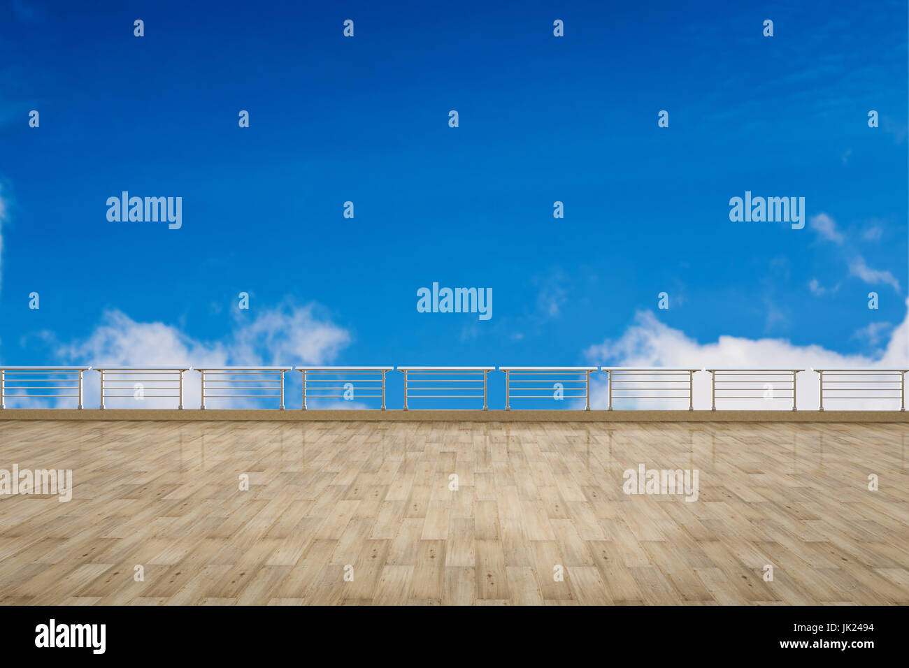empty wooden terrace on blue sky background Stock Photo - Alamy
