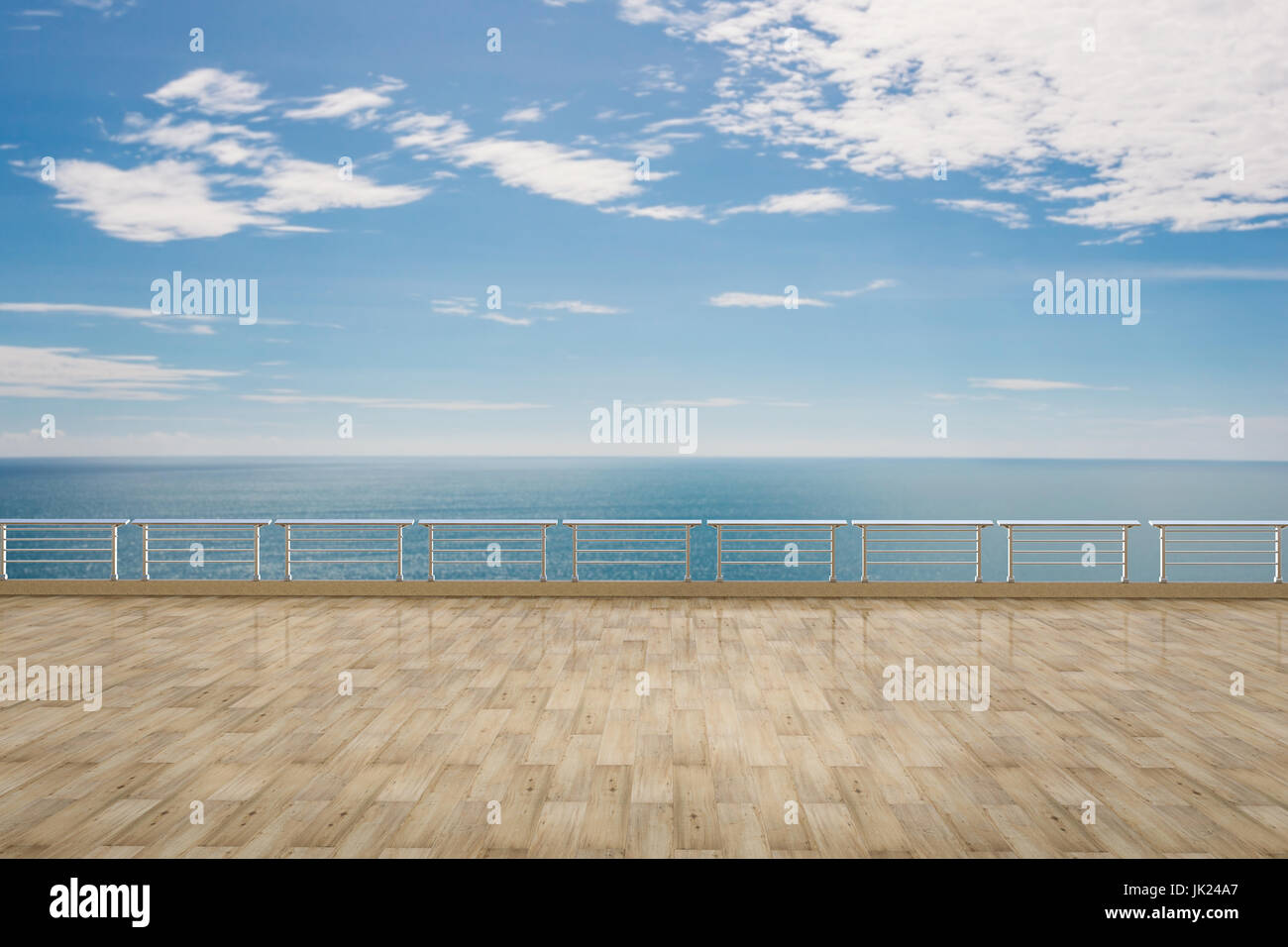 empty wooden terrace on blue sky background Stock Photo - Alamy