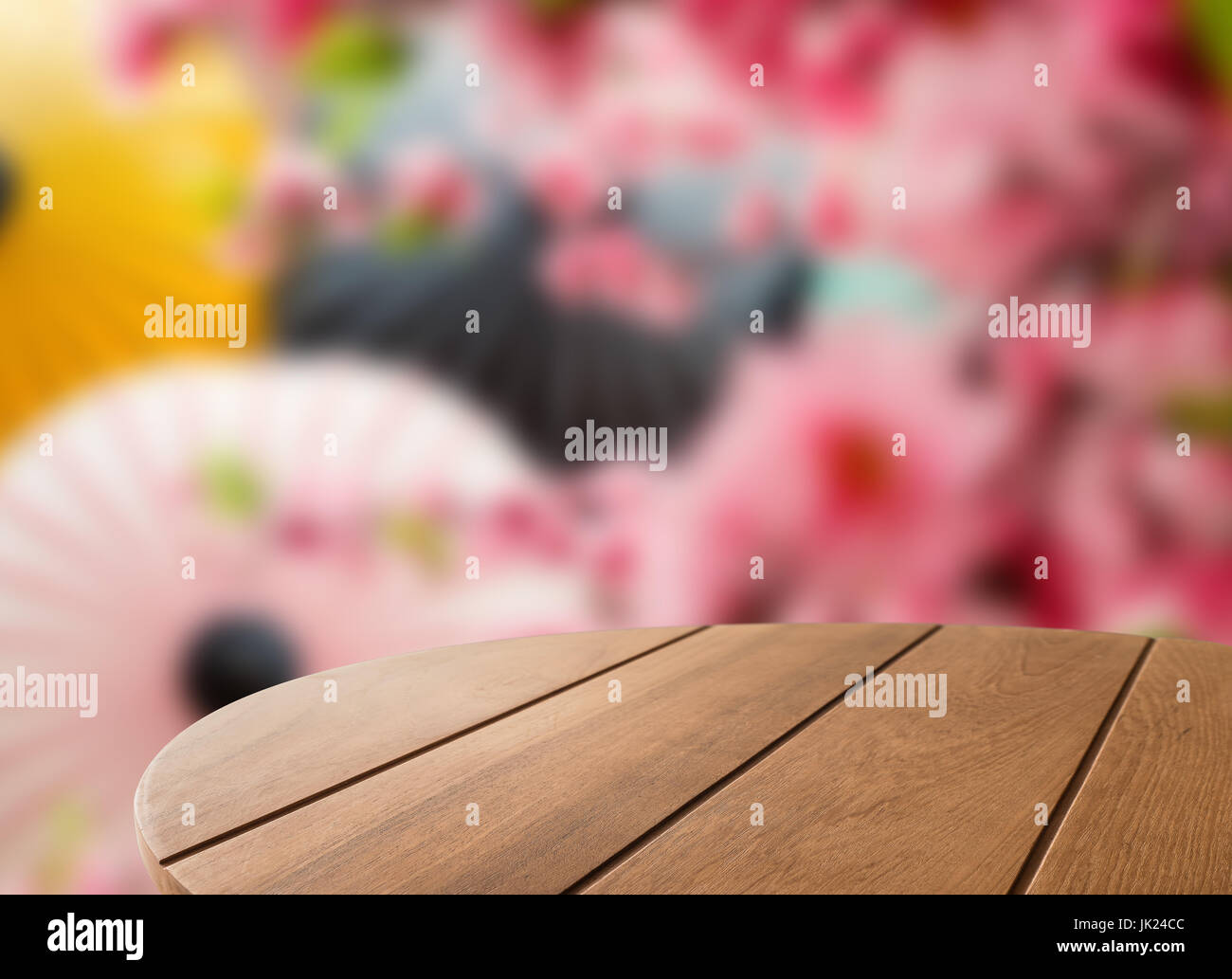 wooden coffee table with japanese background Stock Photo - Alamy