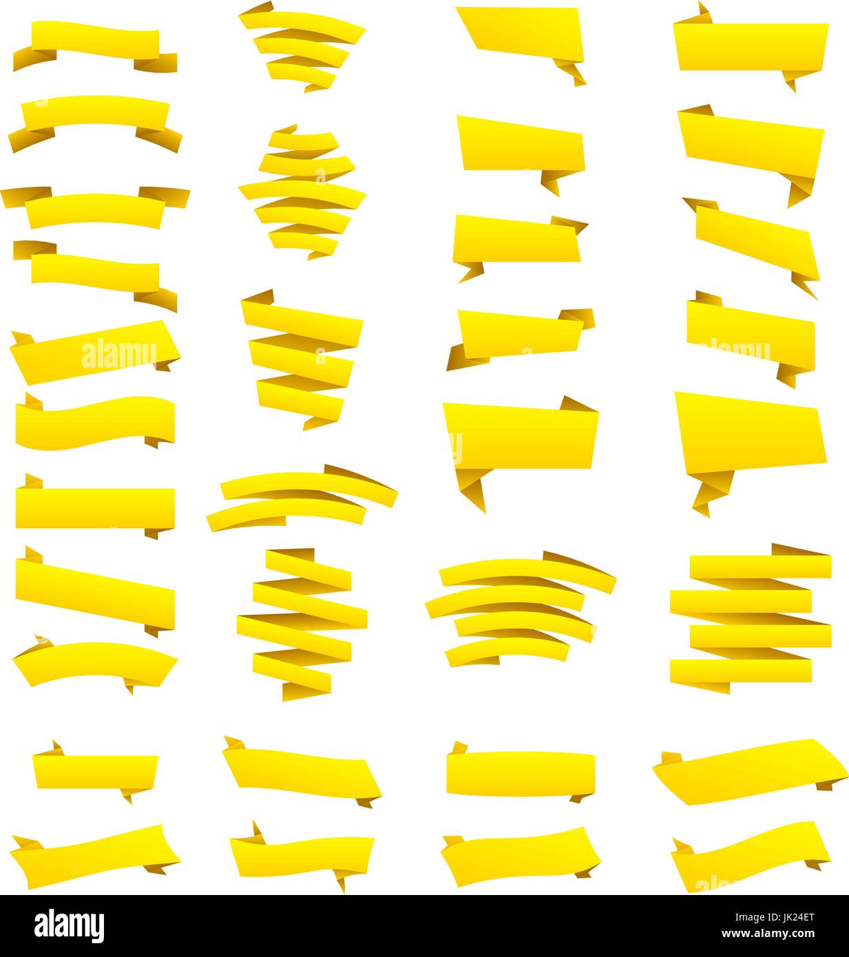 Vector Yellow ribbons set. Elements isolated on white background art ...