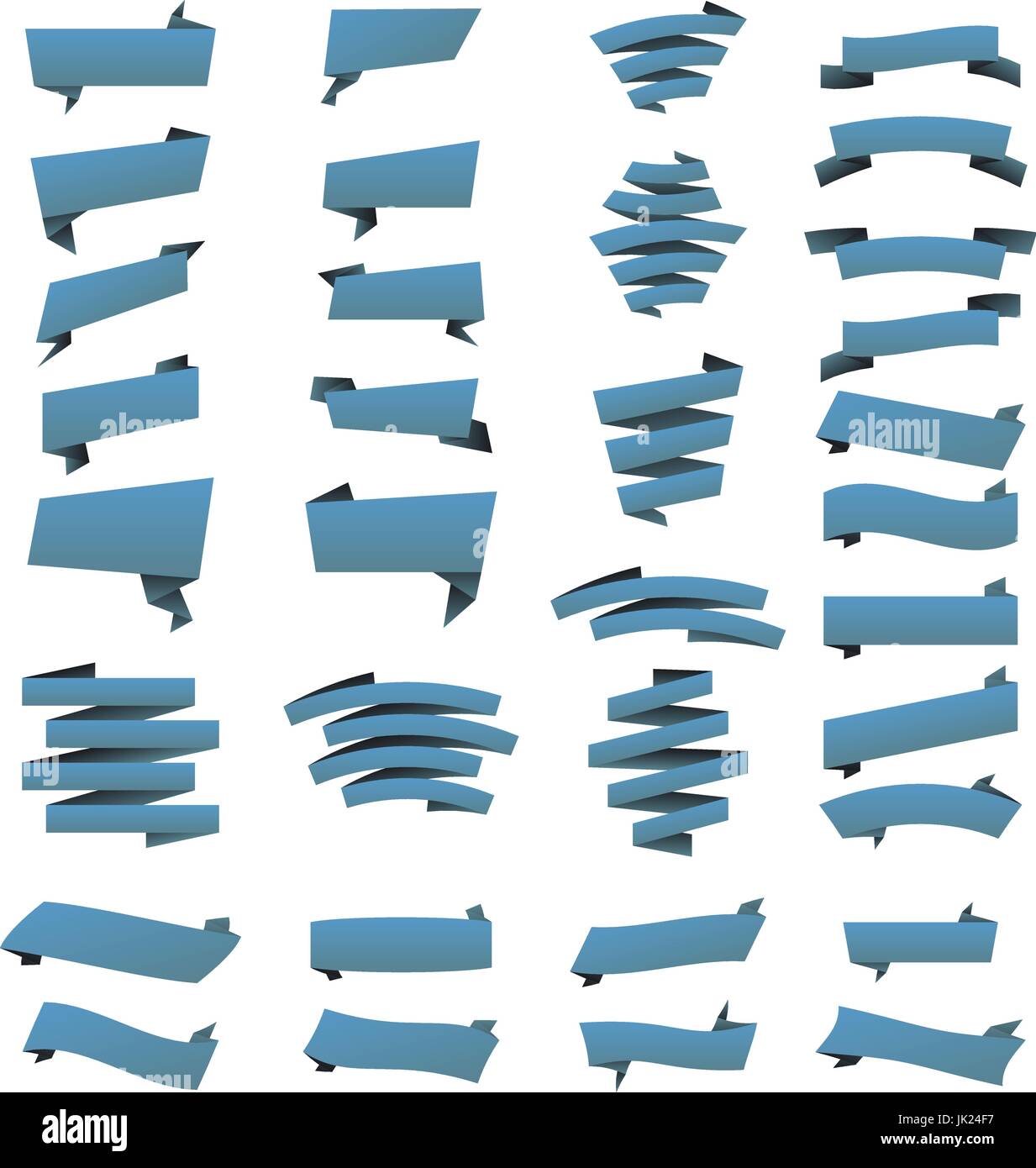 Set of blue ribbon banners for promotion. Collection of retro scrolls ...