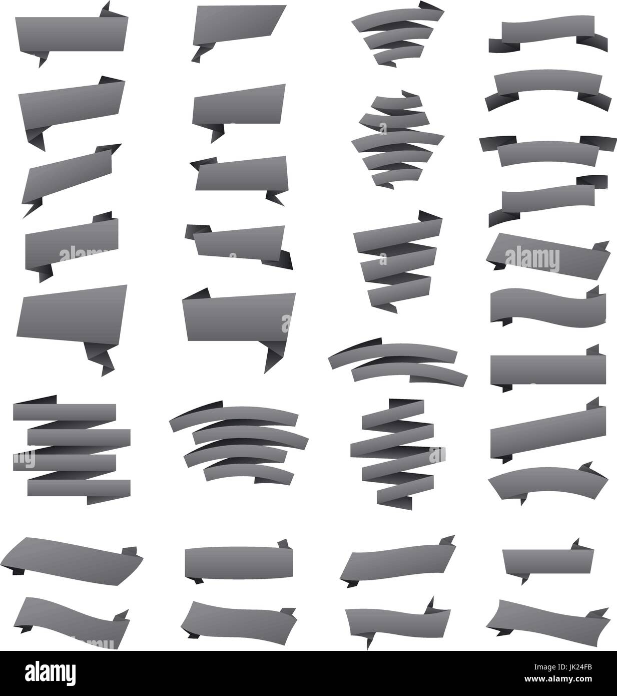 Vector grey ribbons set. Elements isolated on white background art ...