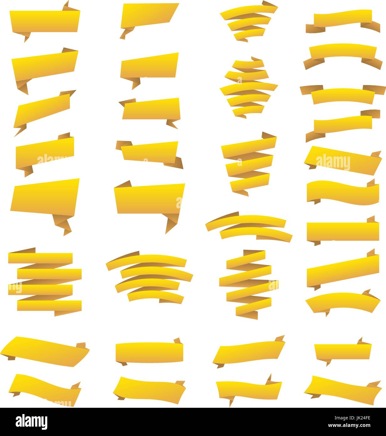Vector Yellow ribbons set. Elements isolated on white background art ...