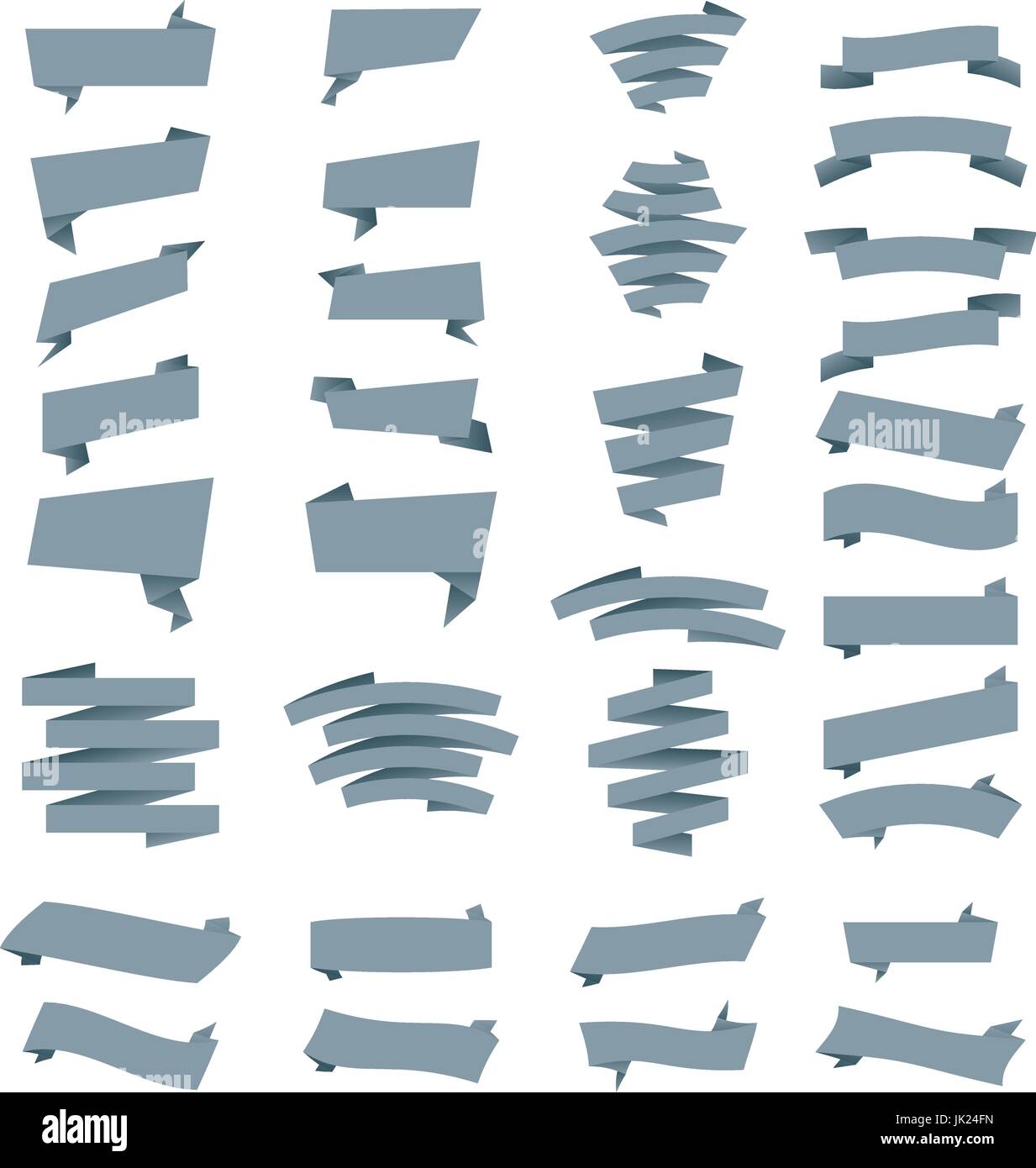 Vector grey ribbons set. Elements isolated on white background art ...