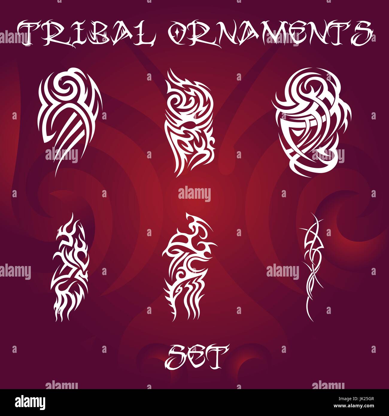 Tribal ornaments and tattoo design elements set Stock Vector Image ...