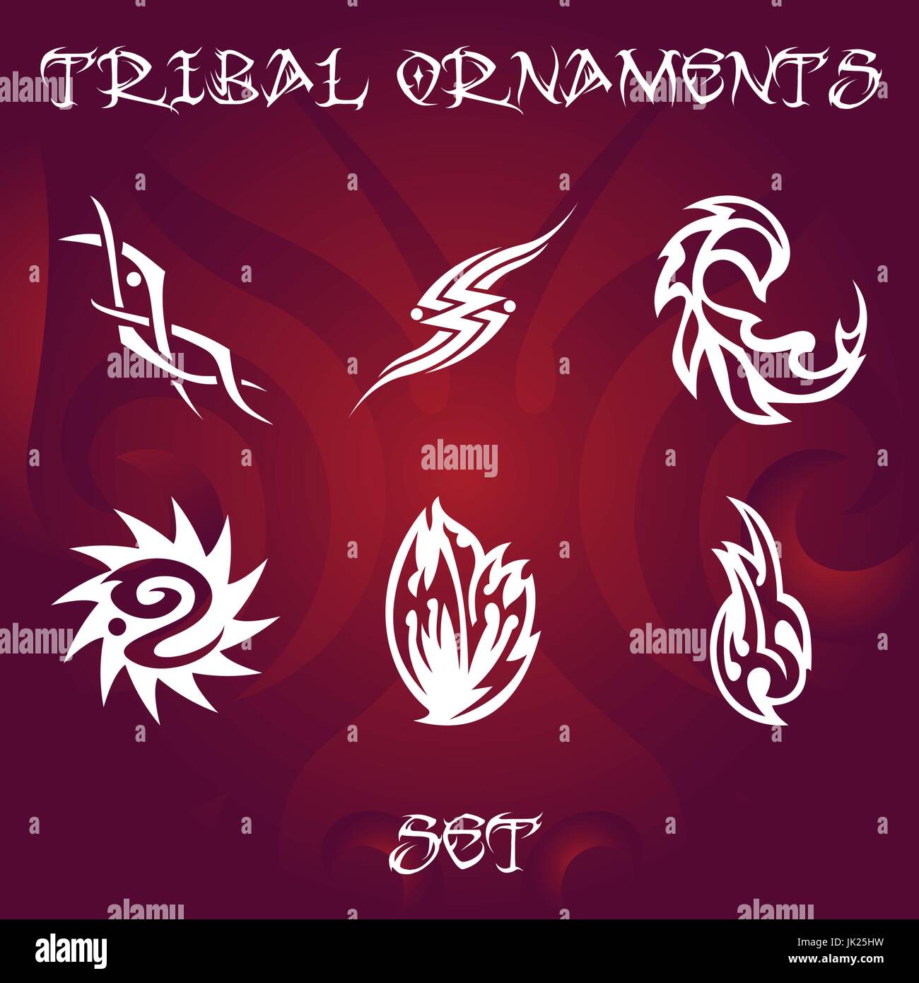 Tribal ornaments and tattoo design elements set Stock Vector Image ...