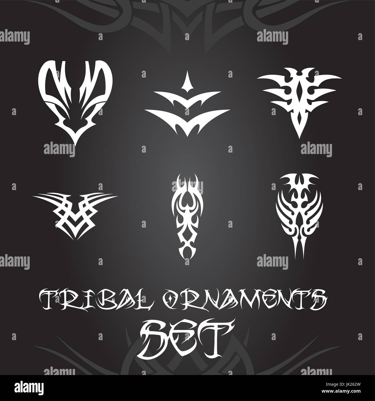 Tribal ornaments and tattoo design elements set Stock Vector Image ...
