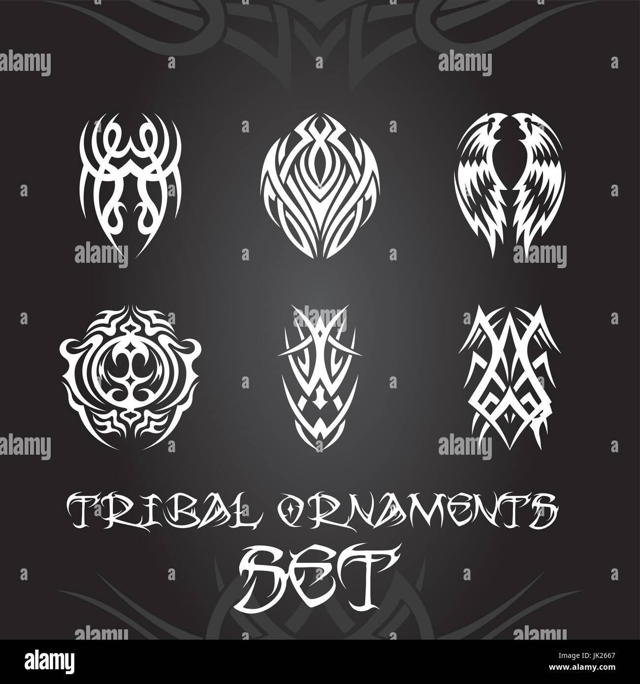 Tribal ornaments and tattoo design elements set Stock Vector Image ...