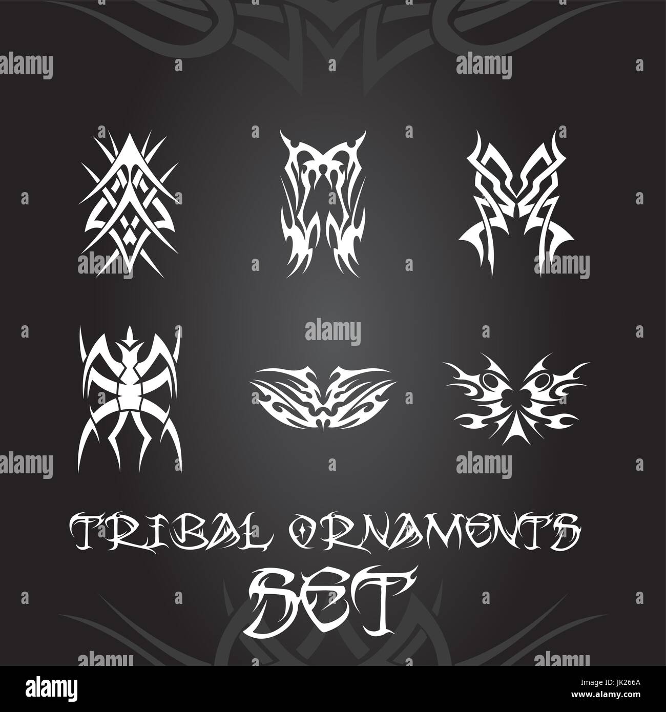 Tribal ornaments and tattoo design elements set Stock Vector Image ...