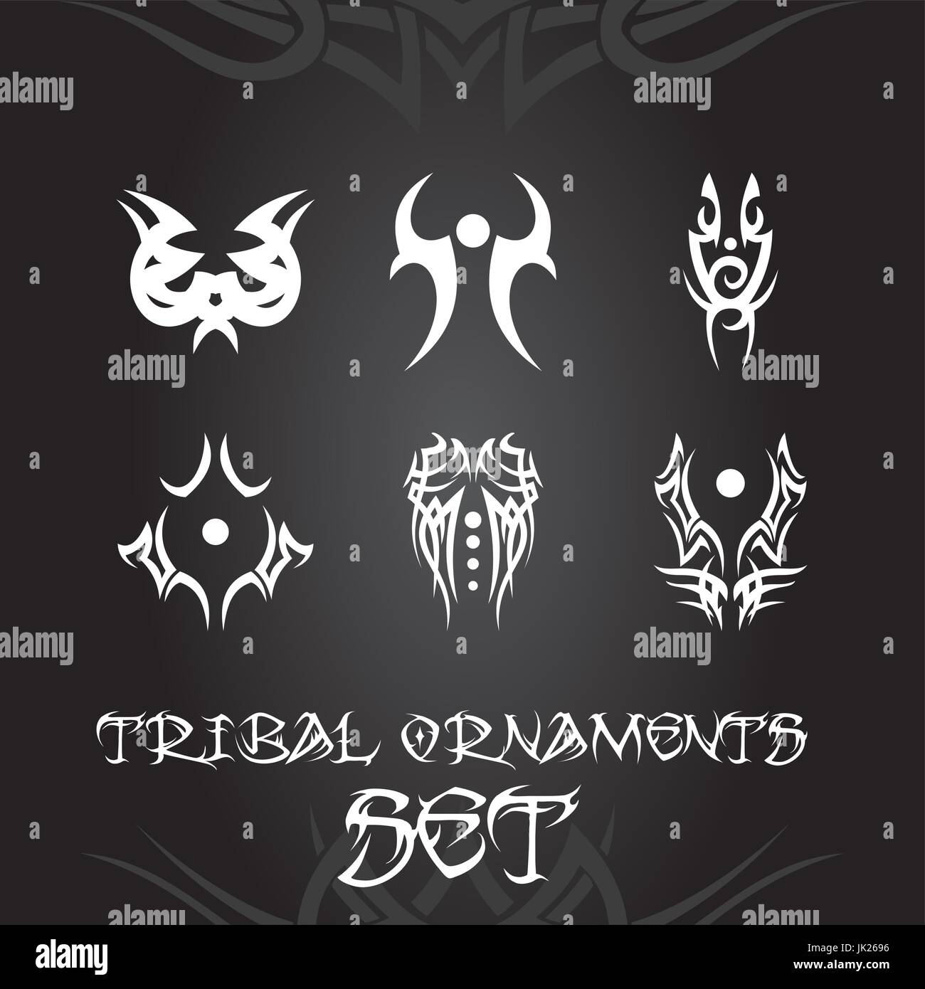 Tribal ornaments and tattoo design elements set Stock Vector Image ...