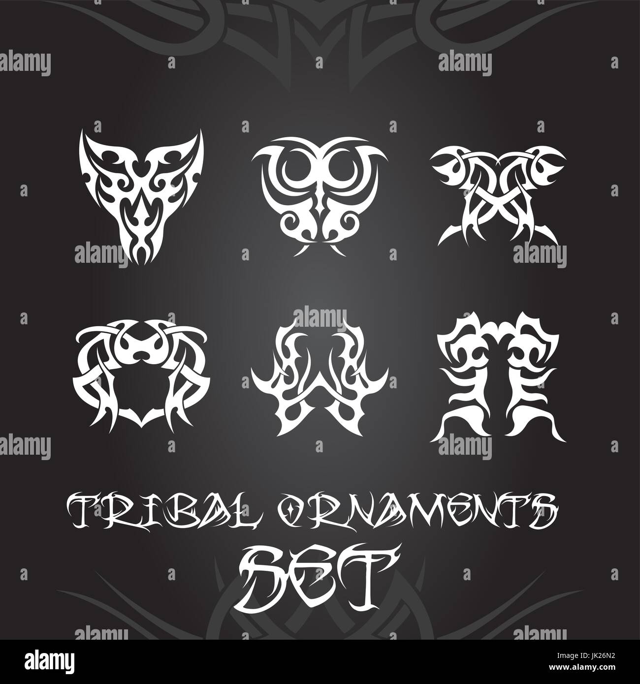 Tribal ornaments and tattoo design elements set Stock Vector Image ...