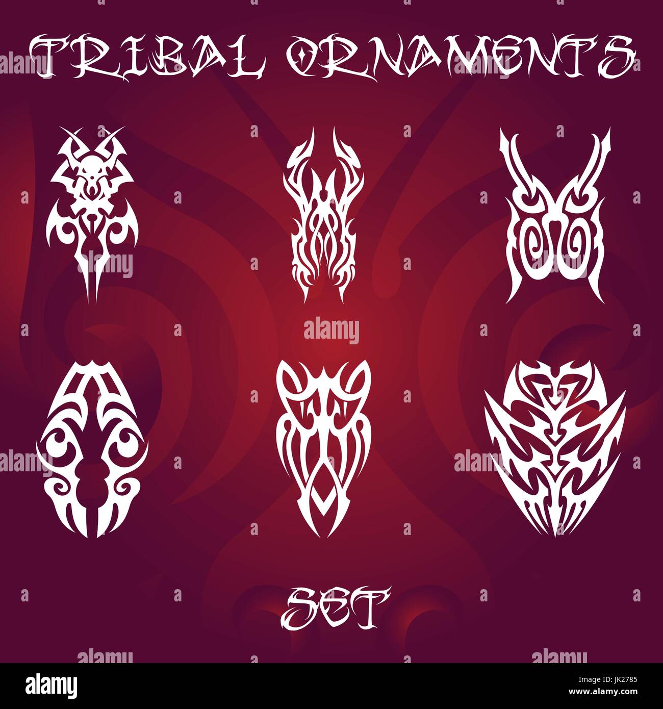 Tribal ornaments and tattoo design elements set Stock Vector Image ...