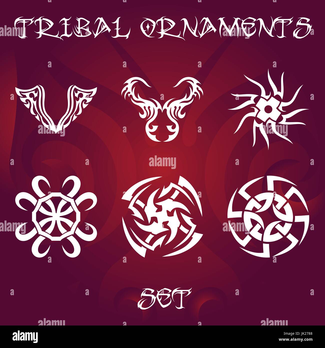 Tribal ornaments and tattoo design elements set Stock Vector Image ...