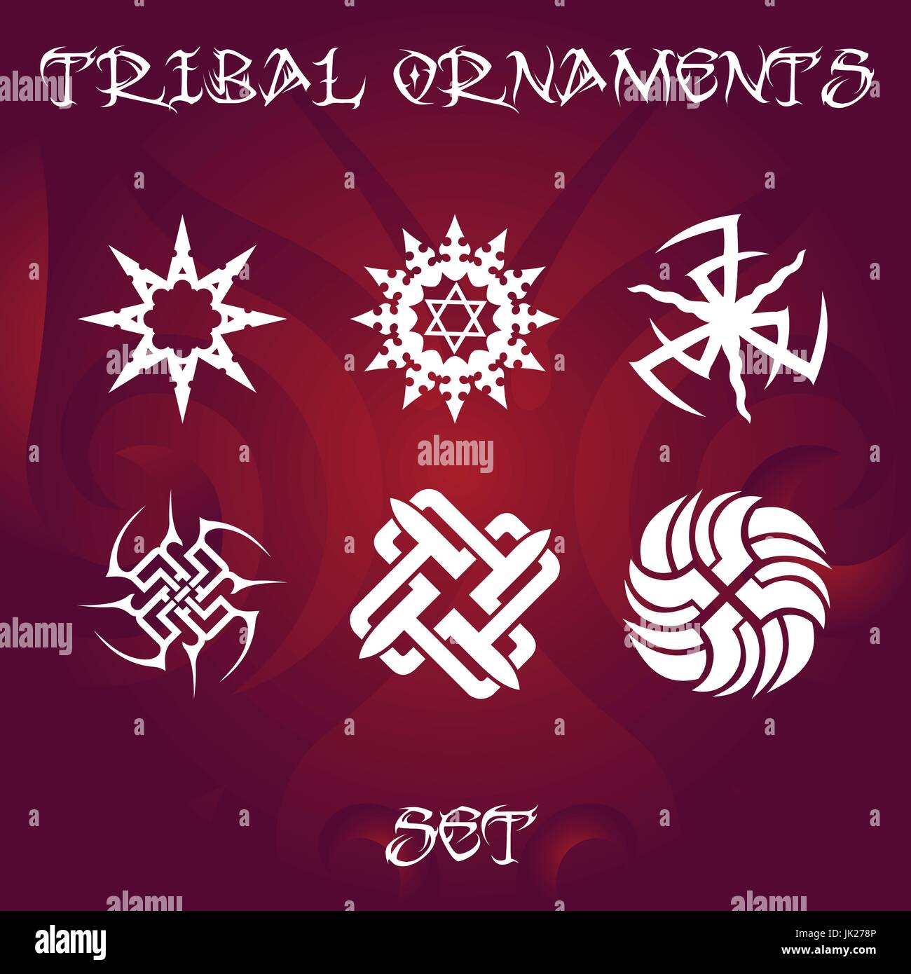 Tribal ornaments and tattoo design elements set Stock Vector Image ...