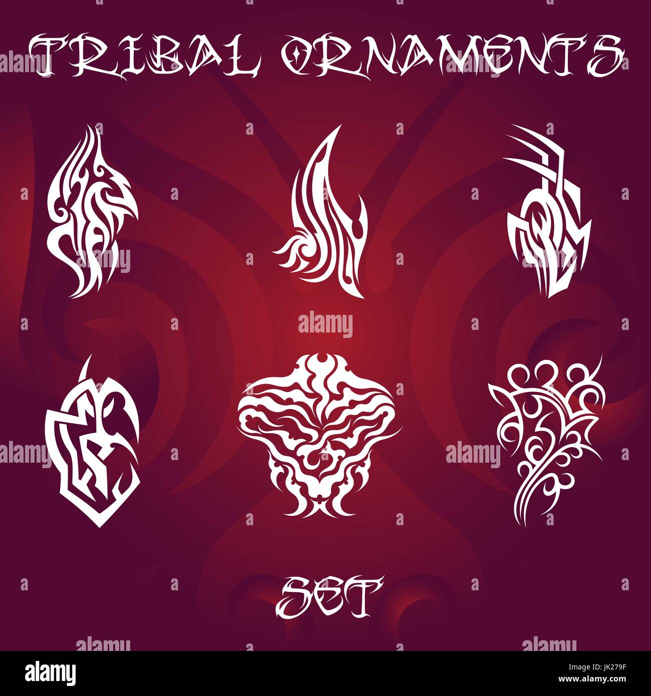 Tribal ornaments and tattoo design elements set Stock Vector Image ...