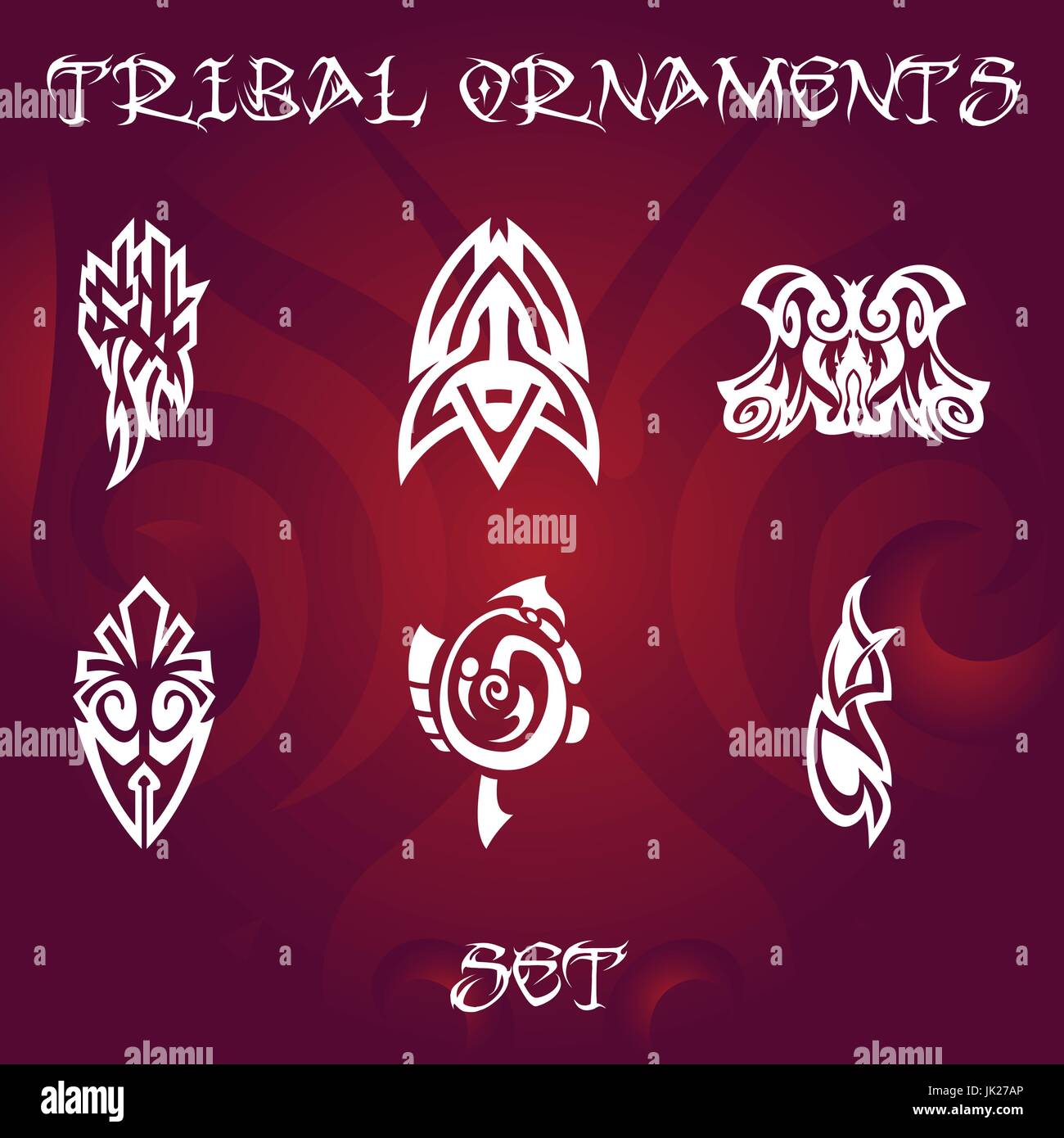 Tribal ornaments and tattoo design elements set Stock Vector Image ...