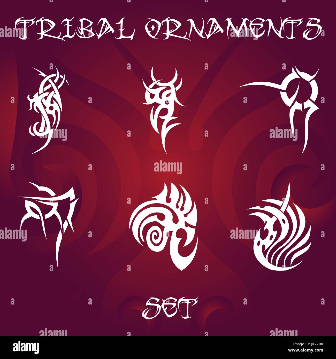 Tribal ornaments and tattoo design elements set Stock Vector Image ...