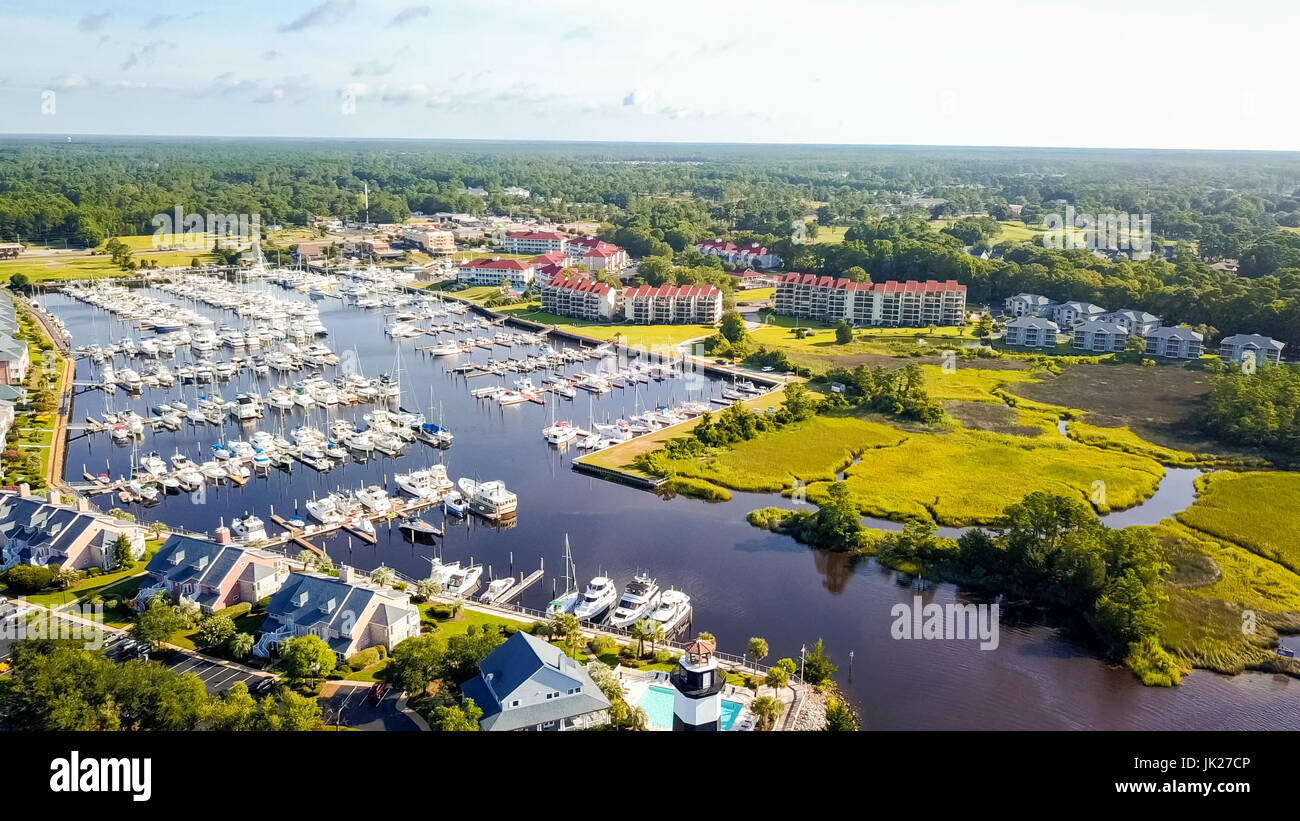 Aerial view of intercoastal marina in South Carolina Stock Photo - Alamy