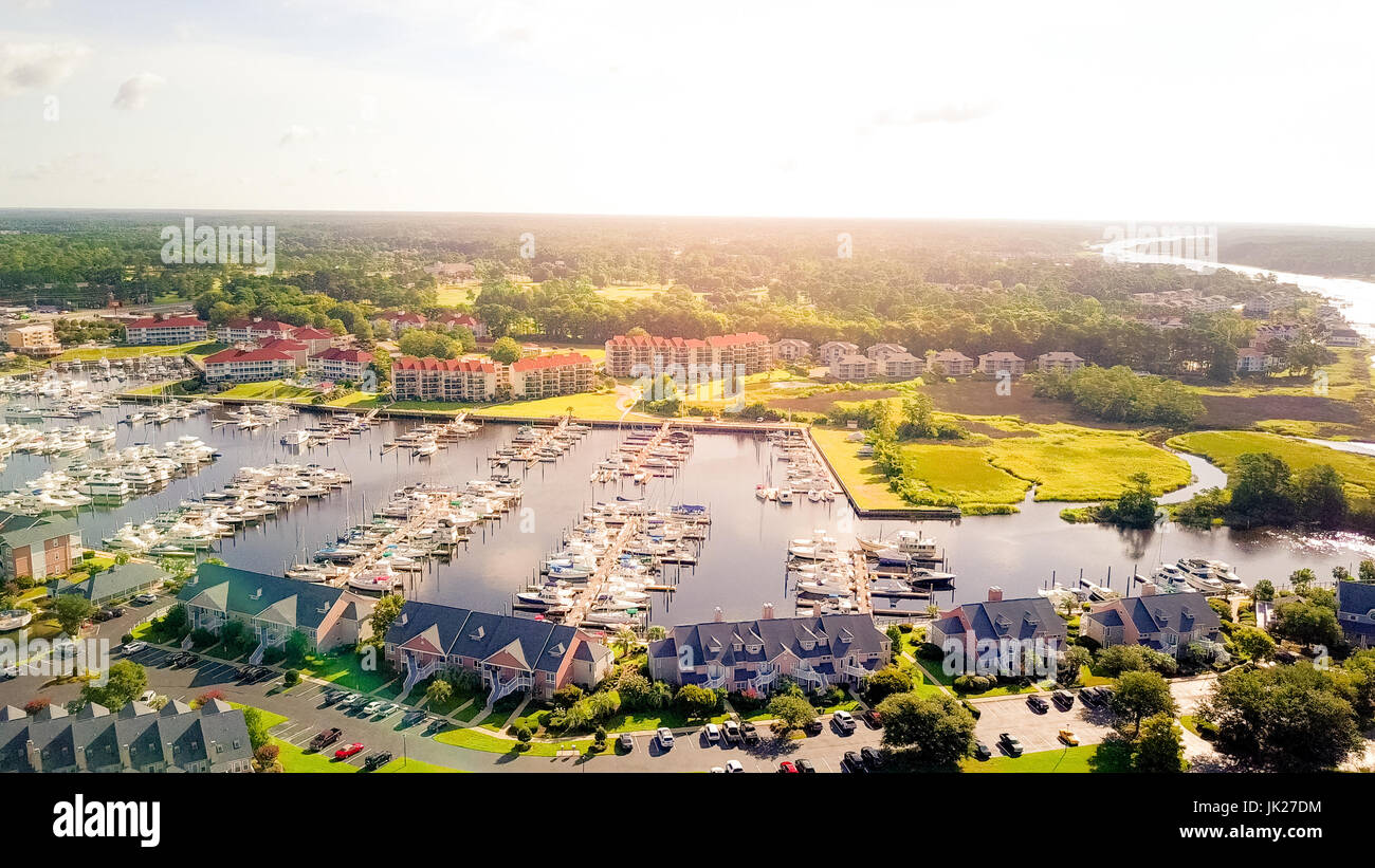 Aerial view of intercoastal marina in South Carolina Stock Photo - Alamy