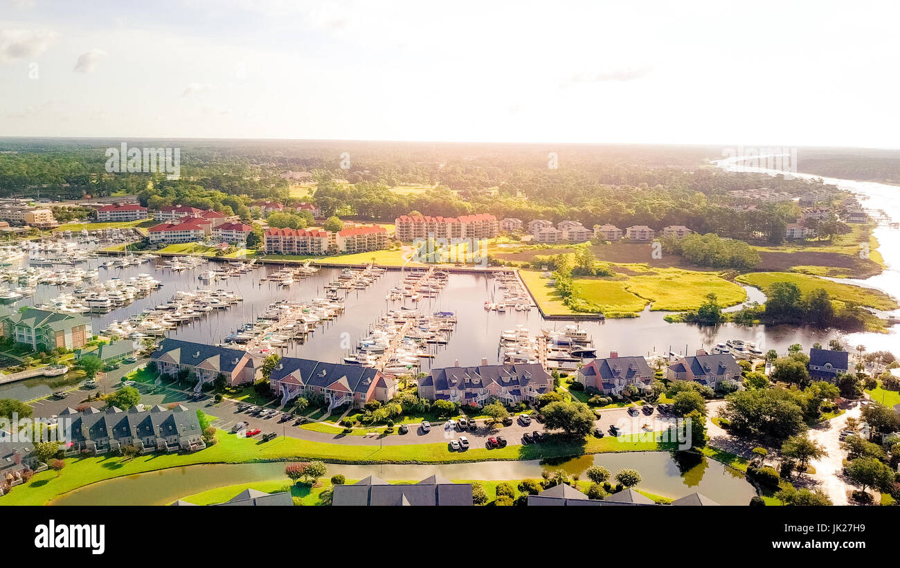 Aerial view of intercoastal marina in South Carolina Stock Photo - Alamy