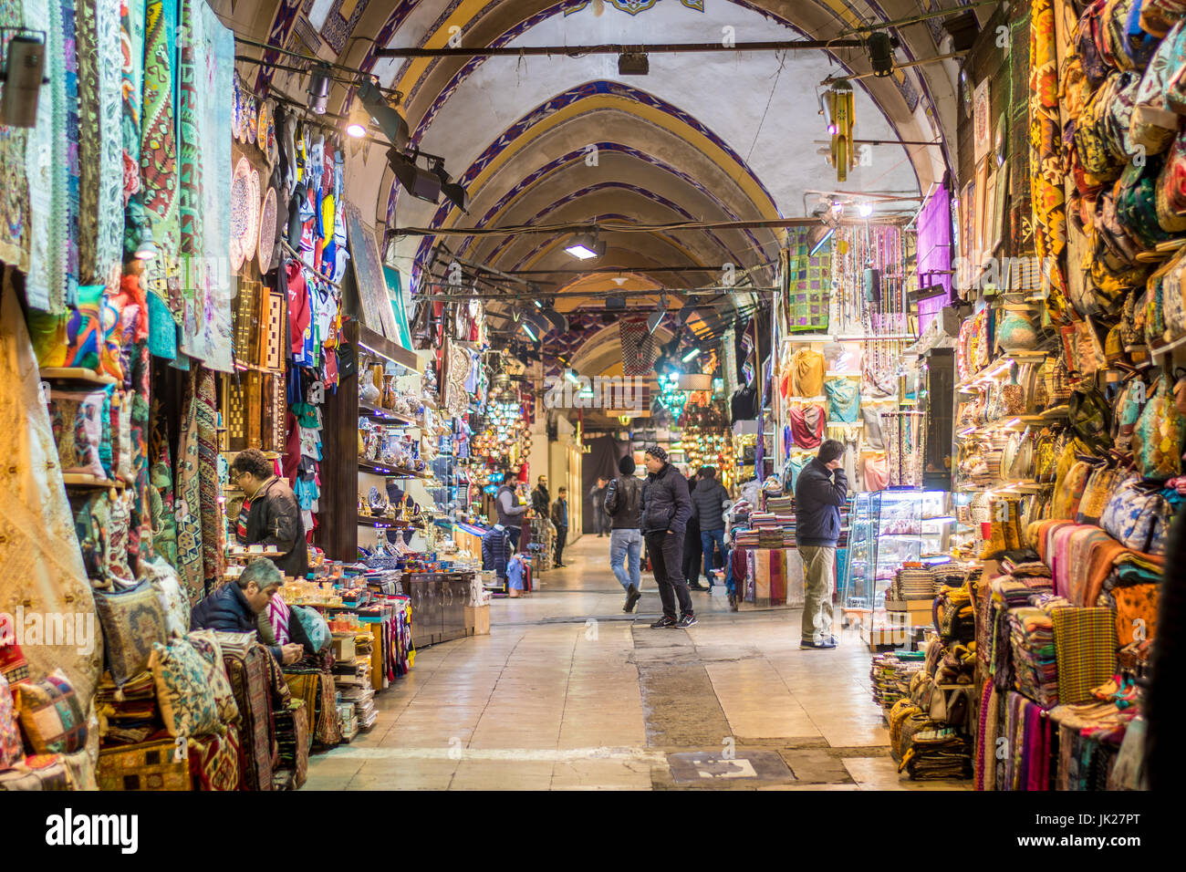 Guests walking by and shopping at the Grand Bazaar in Istanbul, Turkey ...