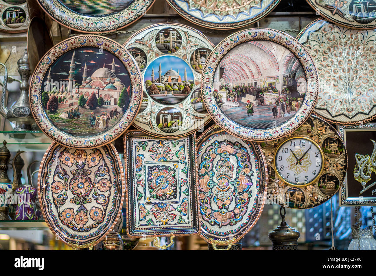 Paintings and wall decorations for sale at the Grand Bazaar, located in ...