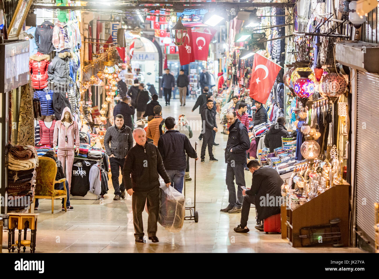 Guests bustle around the shops at the Grand Bazaar, located in Istanbul ...