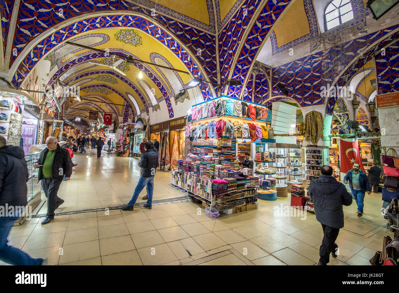 Guests walking by and shopping at the Grand Bazaar in Istanbul, Turkey ...