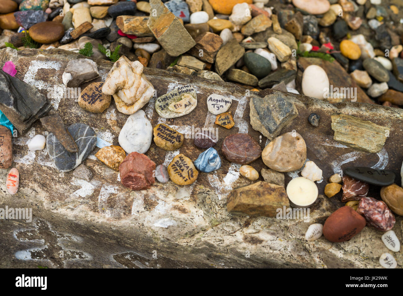 Pilgrims on the Cruz de Ferro, Spain. Camino de Santiago Stock Photo ...