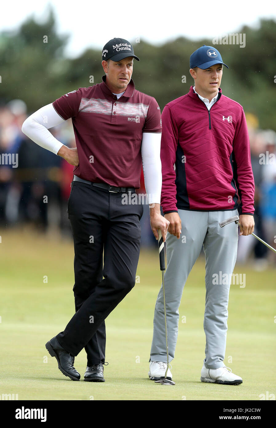 Sweden's Henrik Stenson (left) and USA's Jordan Spieth (right) during ...