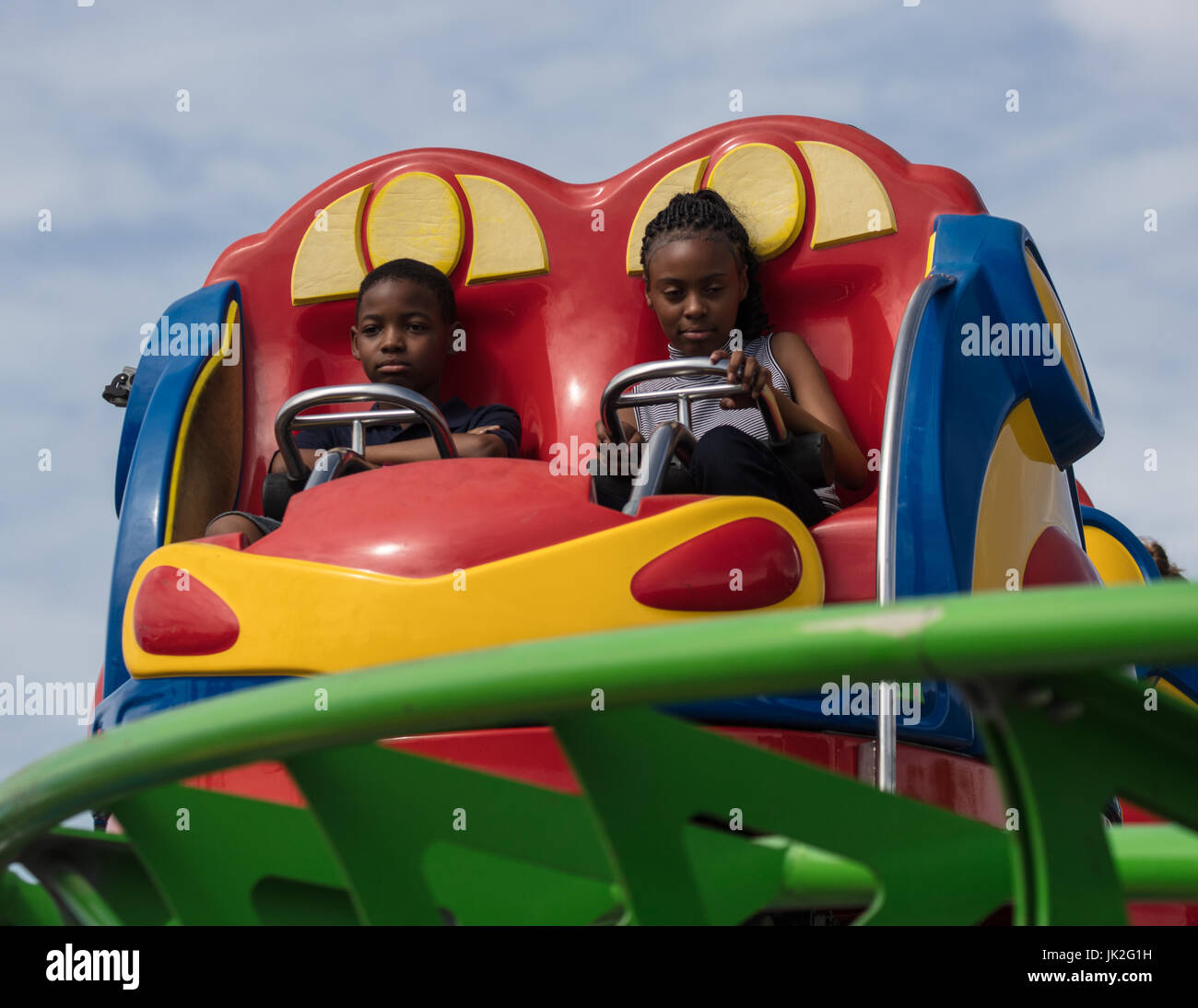 Fair goers enjoying a ride on the midway of the California State Fair ...