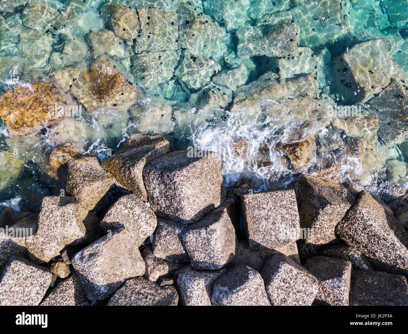 Aerial view of rocks on the sea. Overview of the seabed seen from above ...