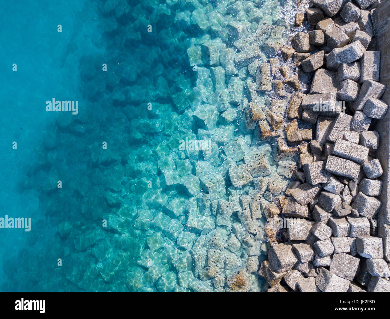 Aerial view of rocks on the sea. Overview of the seabed seen from above ...
