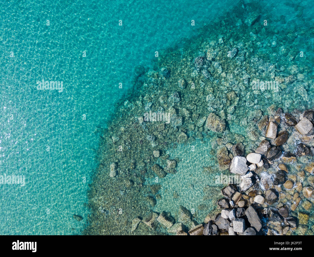 Aerial view of rocks on the sea. Overview of the seabed seen from above ...