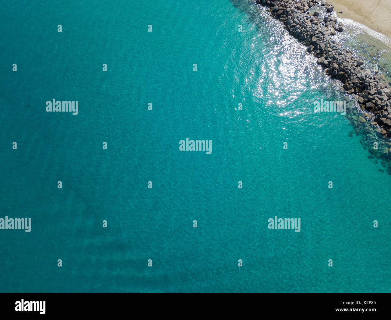 Aerial view of rocks on the sea. Overview of the seabed seen from above ...