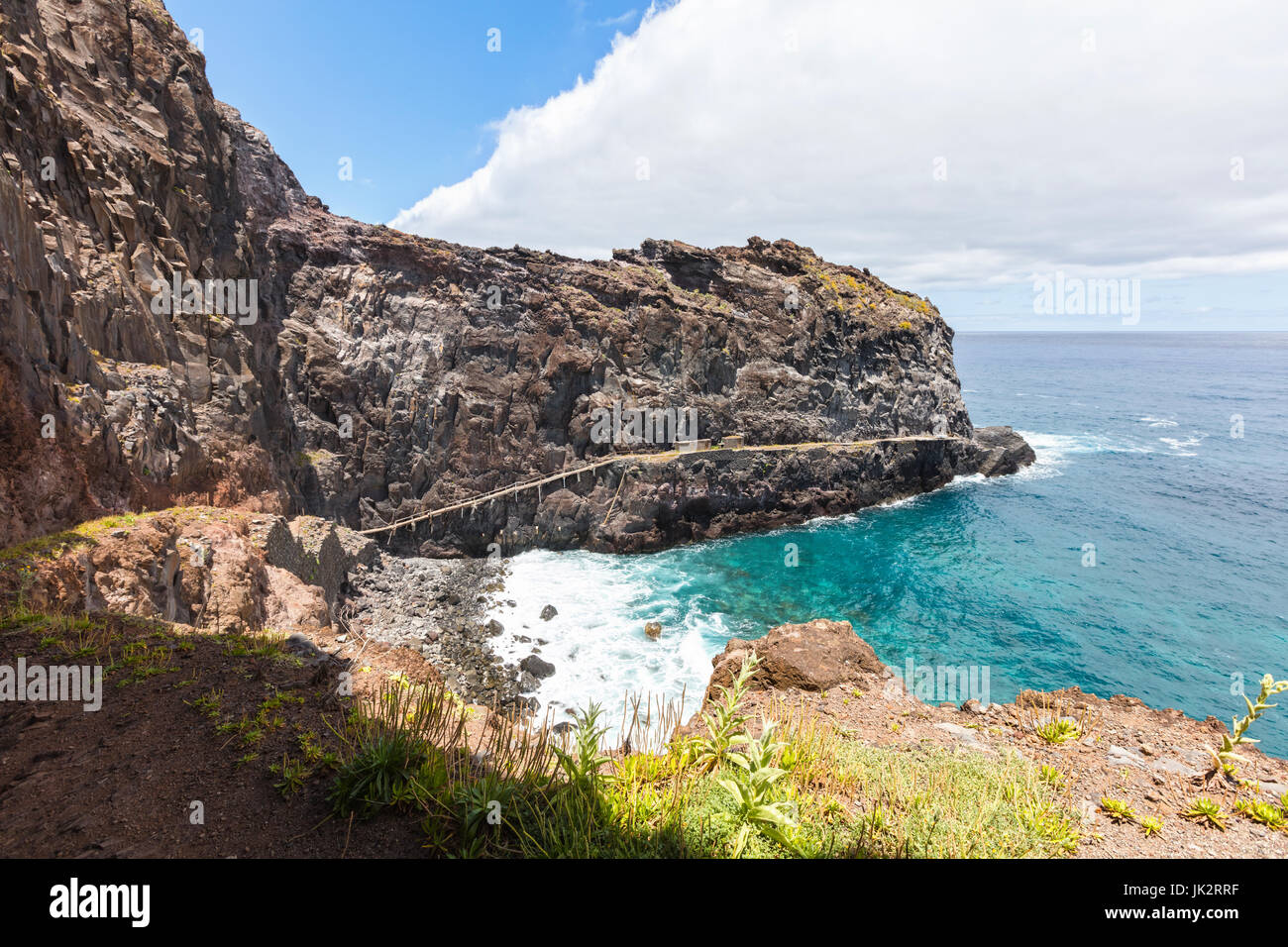 Footpath on the cliff in Madeira Stock Photo - Alamy