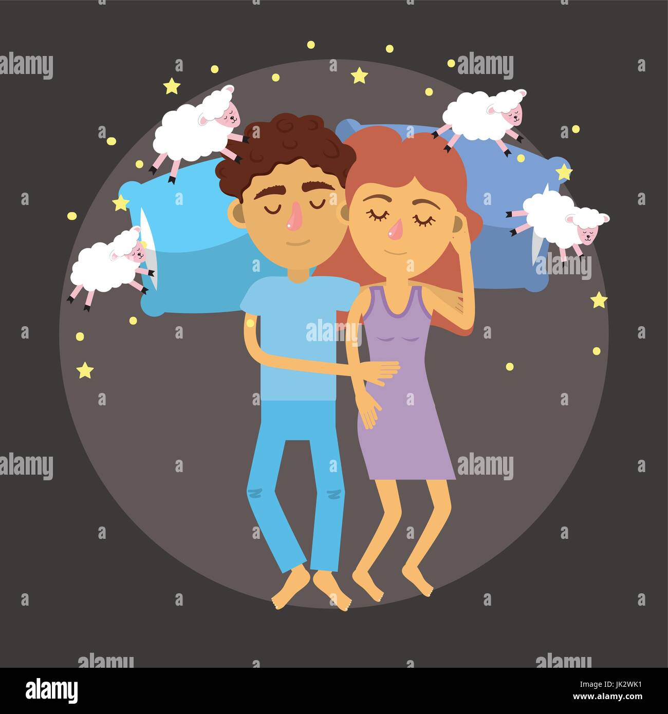 Couple sleep night dark Stock Vector Images - Alamy