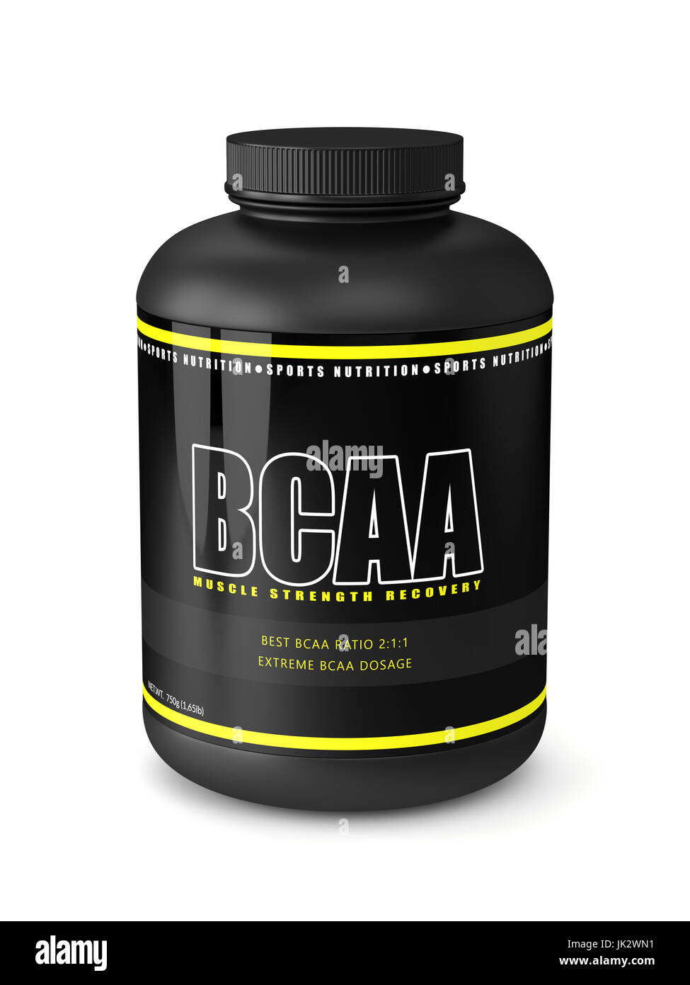 3d render of BCAA bottle with powder isolated over white background ...