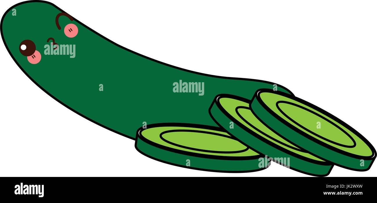 kawaii cucumber raw harvest food cartoon Stock Vector Image & Art - Alamy
